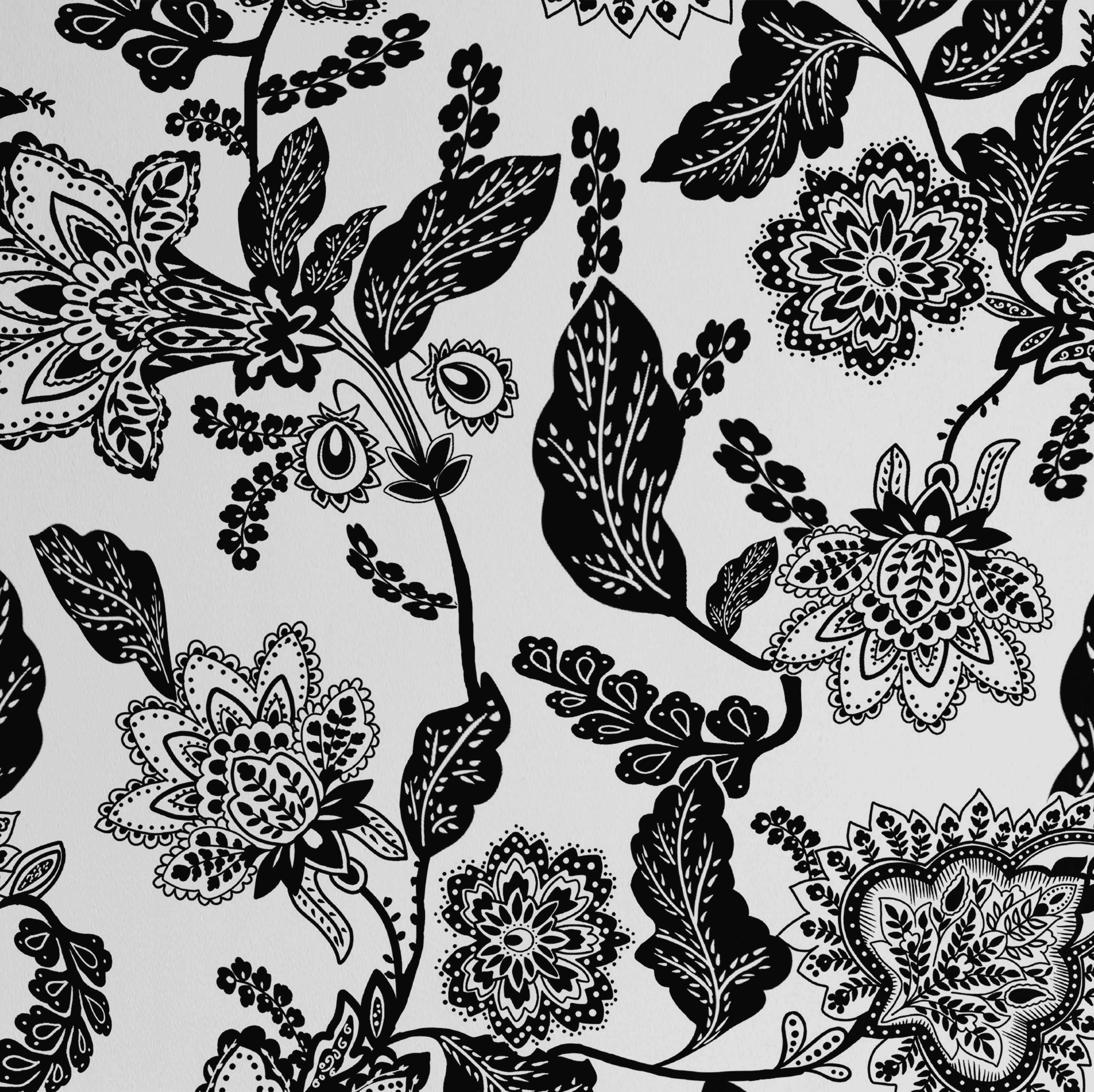S4Sassy Vintage Botanical Wallpaper - Black Wall Covering, 25" X 120 ...