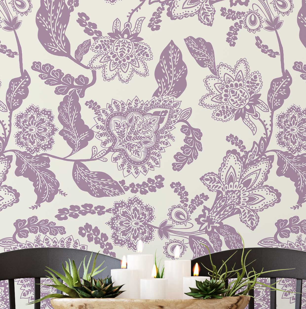 S4Sassy Vintage Botanical Wallpaper - Purple Wall Covering, 25" X 360 ...