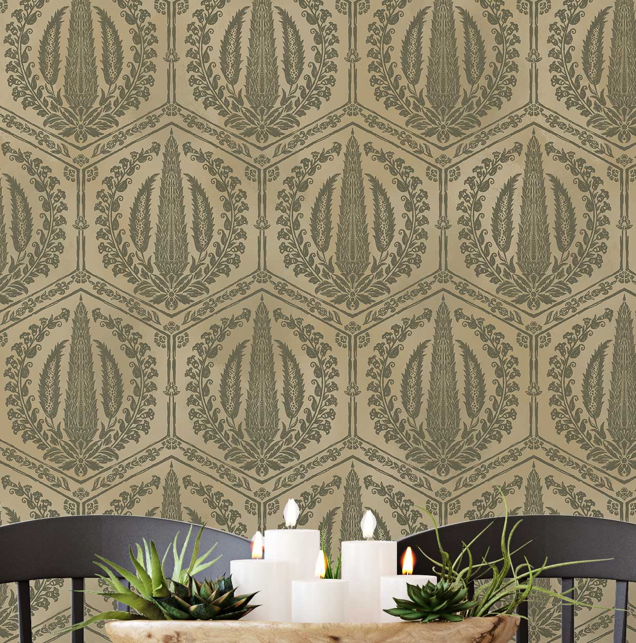 S4Sassy Vintage Cypress Tree Wallpaper - Green Wall Covering, 25" x 360 ...
