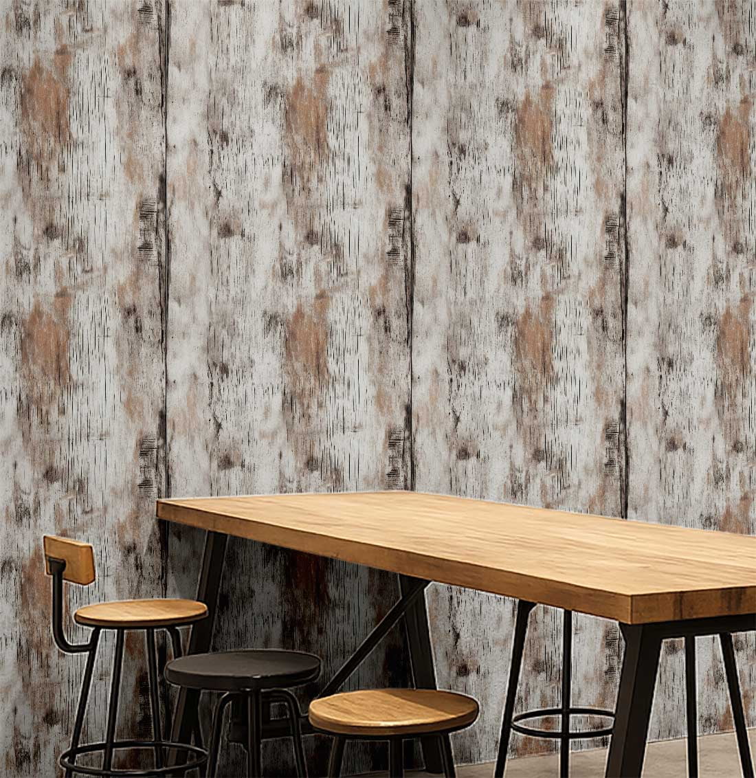 S4Sassy Vintage Timber Stripe Wallpaper- Commercial Space Wall Covering ...