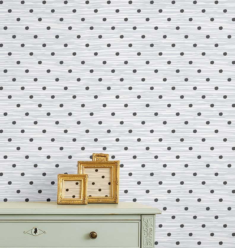 S4Sassy Wavy Dot Wallpaper - White Wall Covering, 25" x 120" Self ...