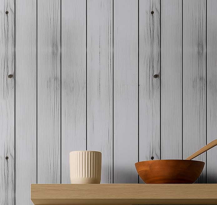 S4Sassy Whitewashed Plank Wallpaper - Commercial Space Wall Covering ...