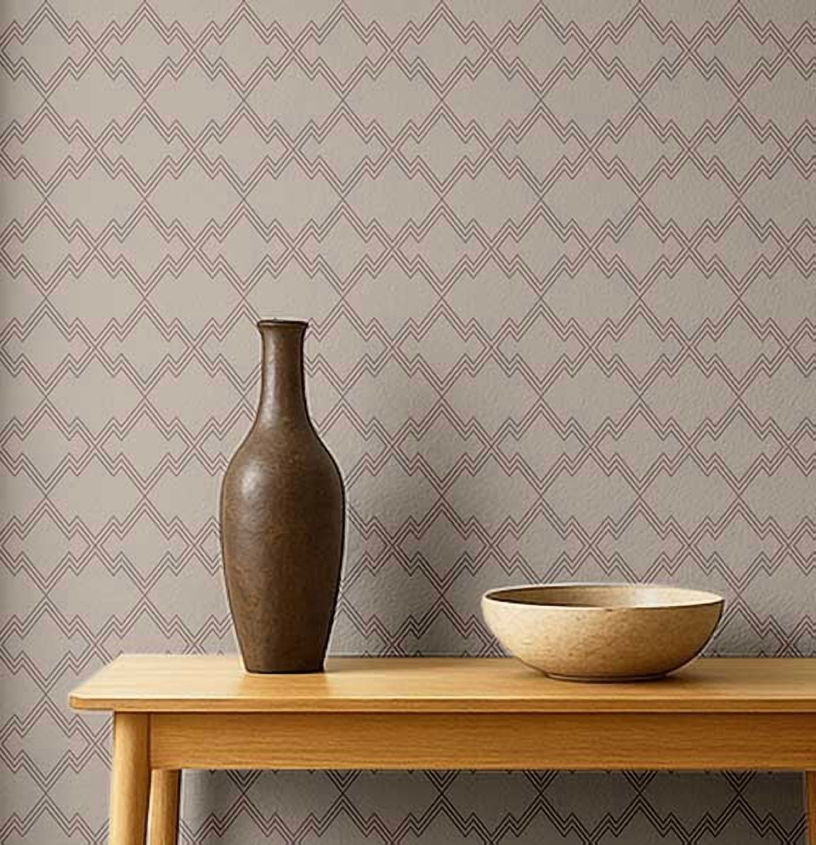 S4Sassy Zig Zag Line Wallpaper - Gray Wall Covering, 25" x 360" Self ...