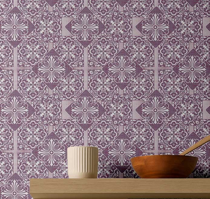 S4sassy Removable Art Deco Tile Waterproof Wall Wrap, Paisley Block ...