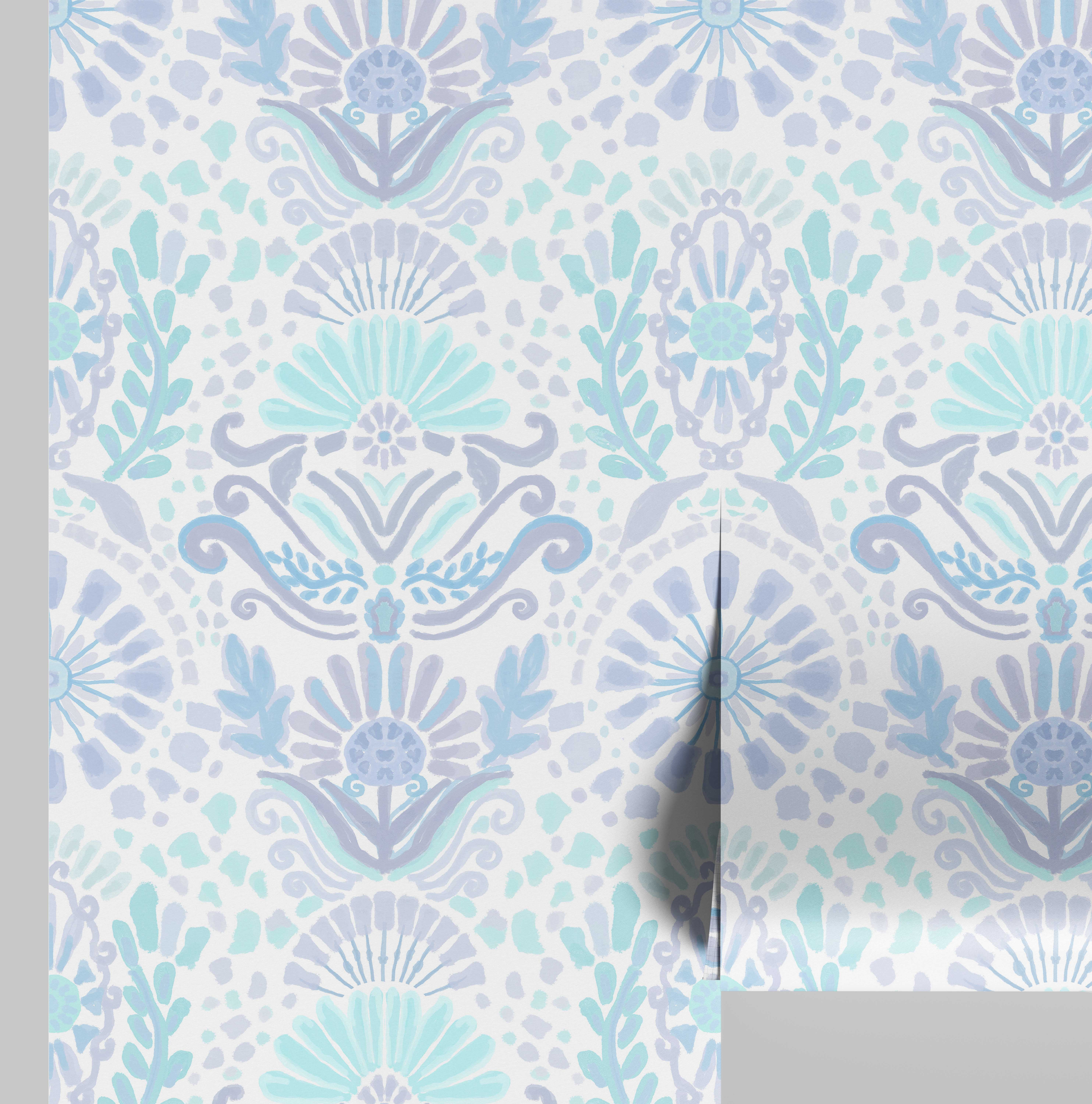 S4sassy Removable Contemporary Blue Wall Decor, Ethnic Motifs Textured ...