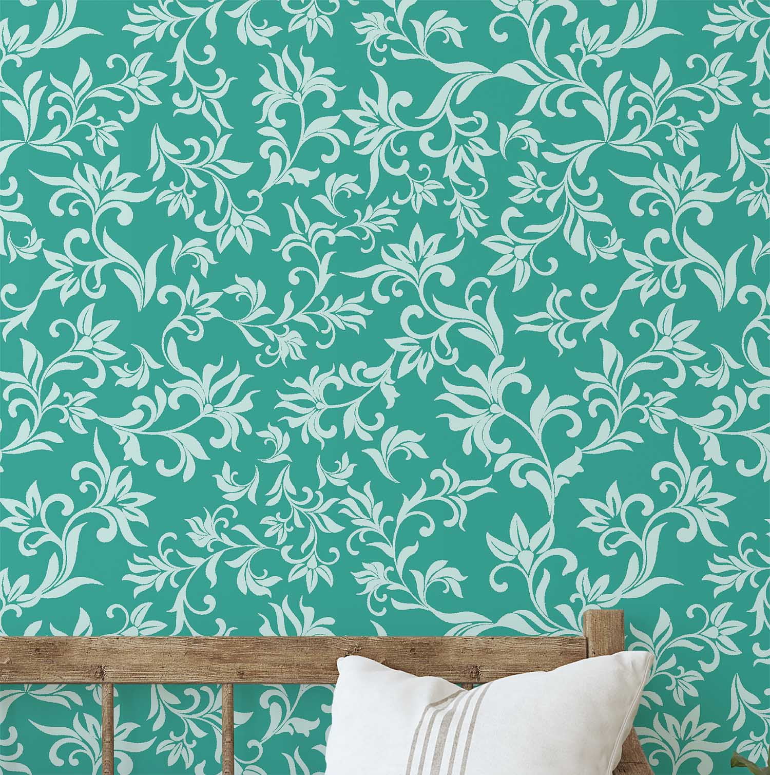 S4sassy Removable Contemporary Green Wall Decor, Artistic Leaf Print ...