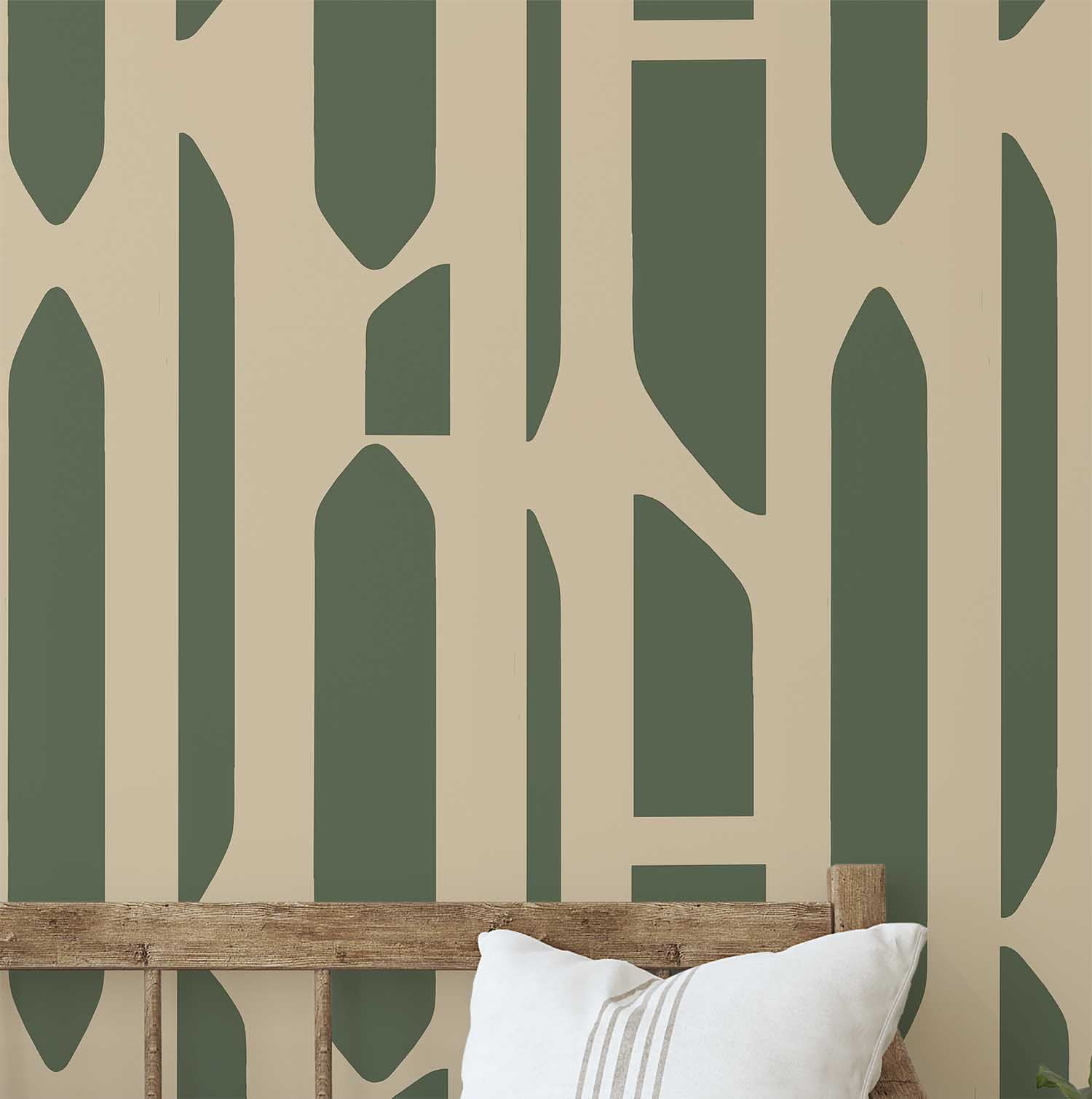 S4sassy Removable Contemporary Green Wall Decor, Geometric Branch Print ...