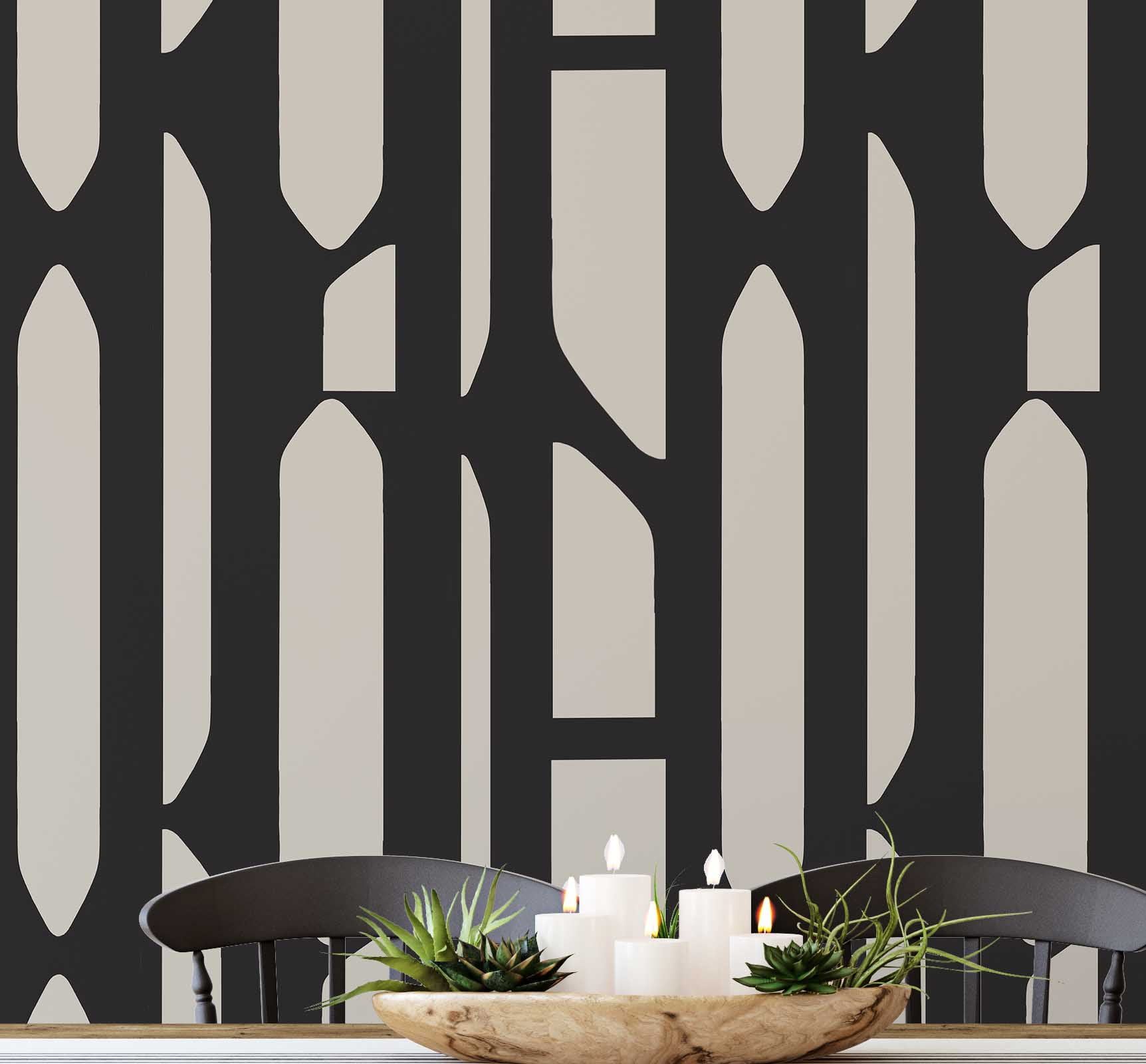 S4sassy Removable Contemporary Grey Wall Decor, Geometric Branch Print ...