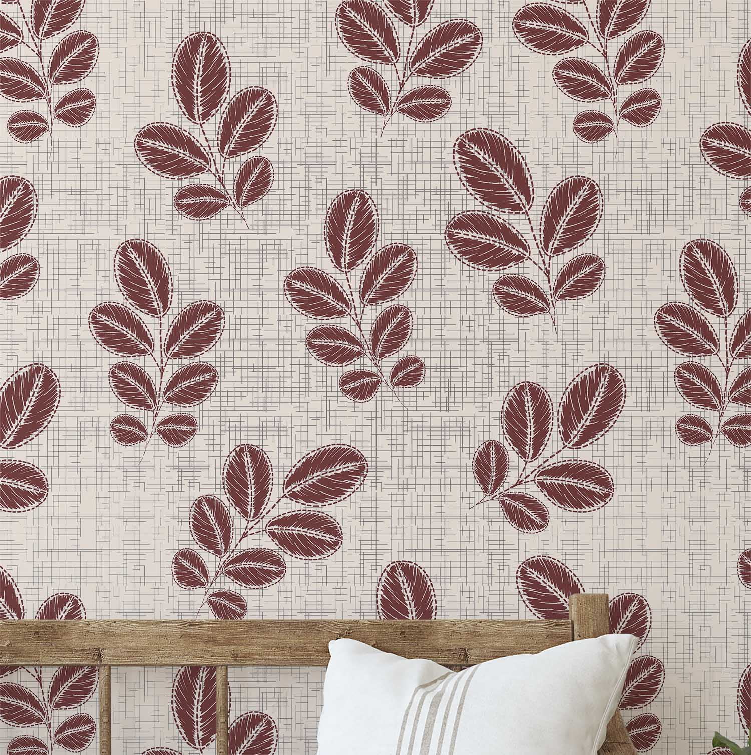S4sassy Self Adhesive Wallpaper, Beige Leaf Print Mural Wall Paper ...