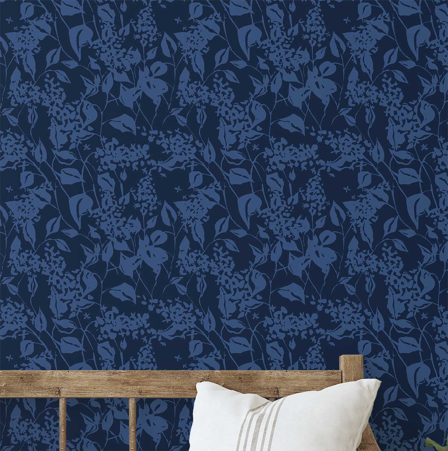 S4sassy Self Adhesive Wallpaper, Blue Botanical Print Mural Wall Paper ...