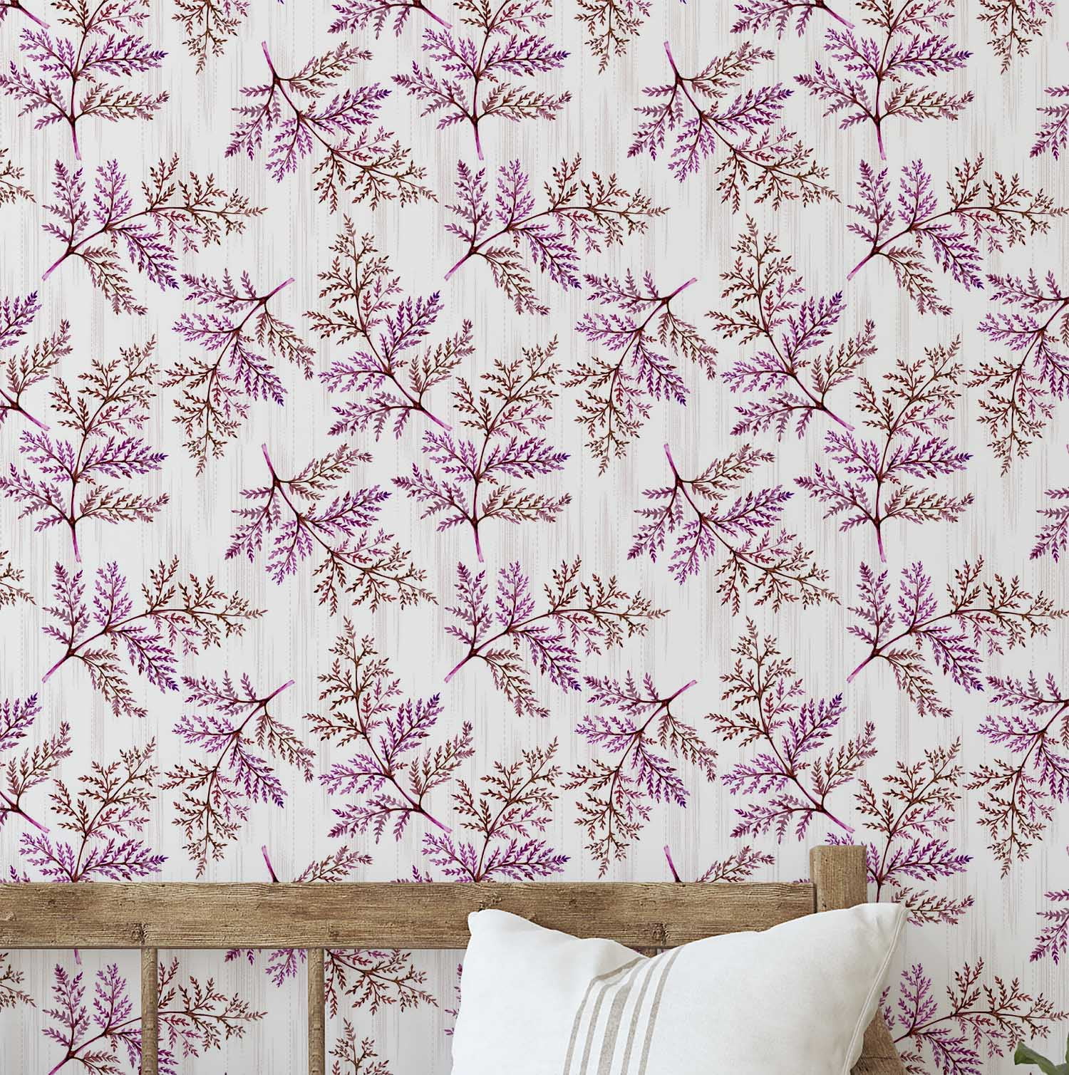 S4sassy Self Adhesive Wallpaper, Botanical Fern Print Wallpaper, Pink ...