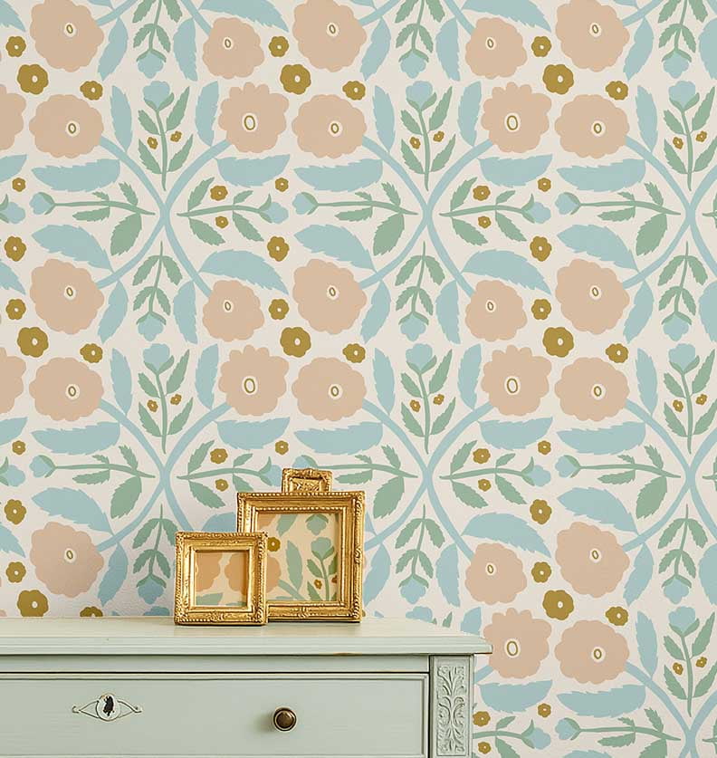 S4sassy Self Adhesive Wallpaper, Botanical Flower Wallpaper, Peach ...