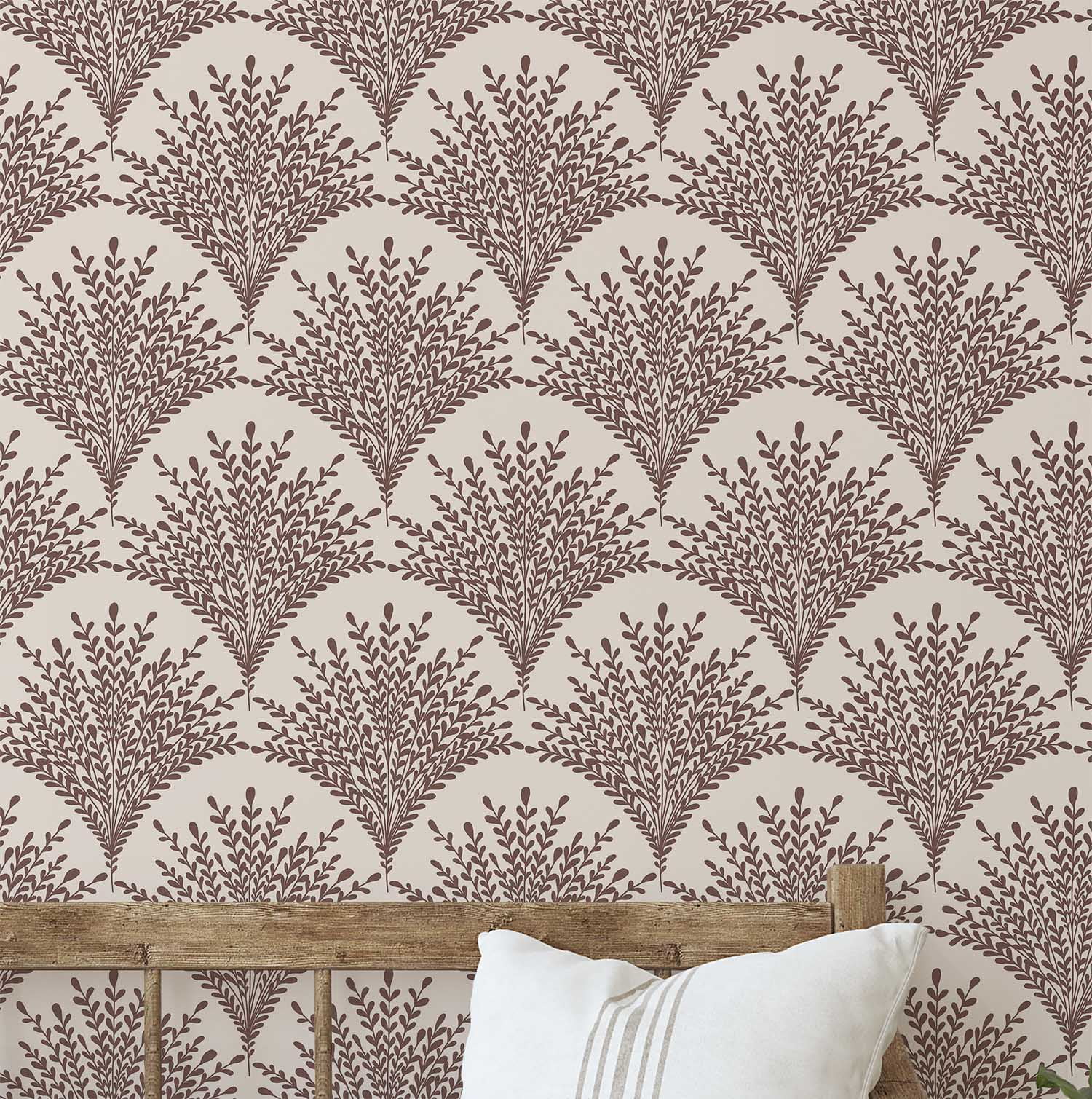 S4sassy Self Adhesive Wallpaper, Brown Botanical Arch Print Mural Wall ...