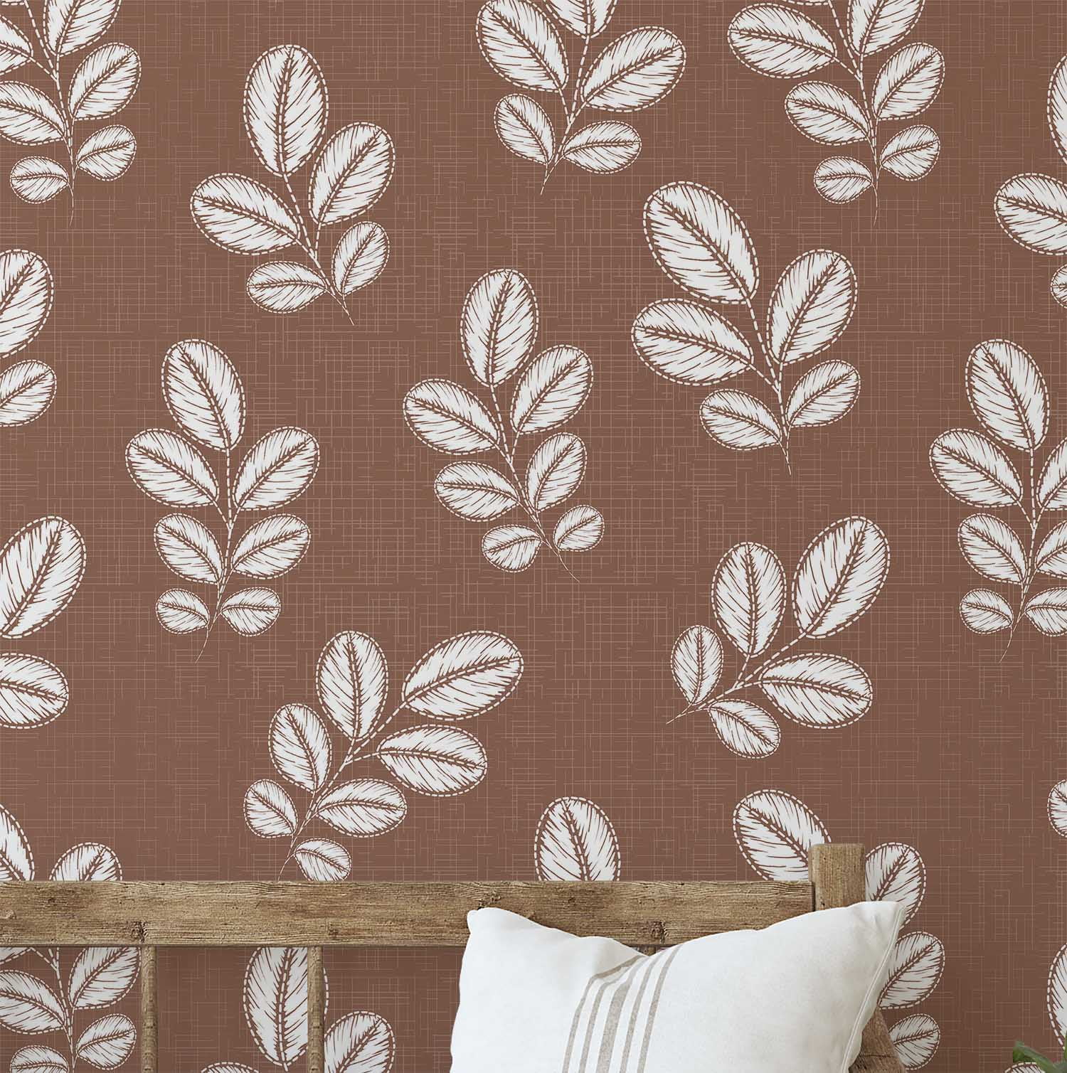 S4sassy Self Adhesive Wallpaper, Brown Leaf Print Mural Wall Paper ...