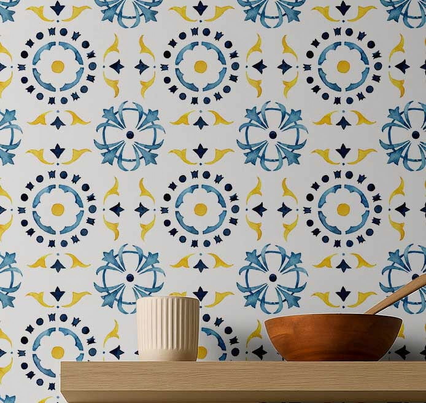 S4sassy Self Adhesive Wallpaper, Circular Tile Wallpaper, White ...