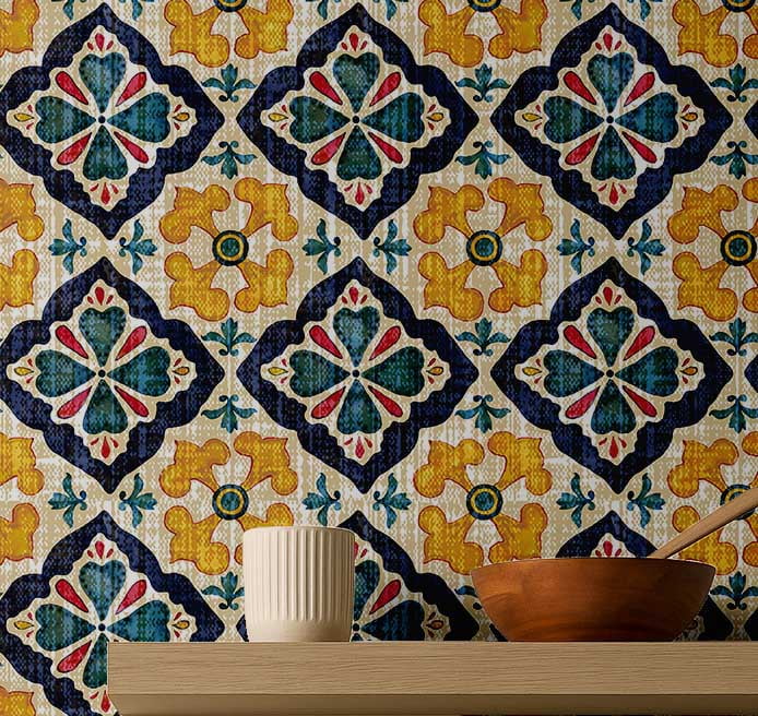 S4sassy Self Adhesive Wallpaper, Floral Tile Wallpaper, Yellow ...