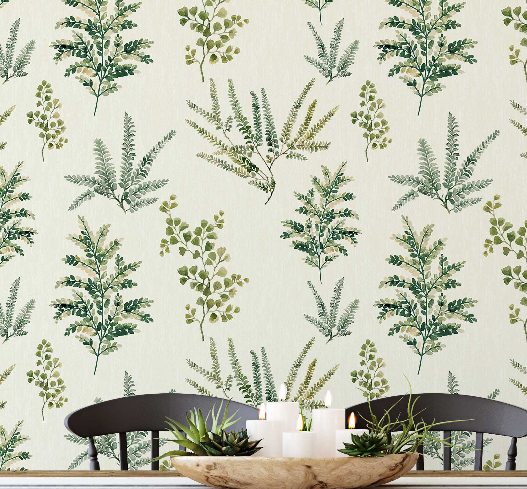 S4sassy Self Adhesive Wallpaper, Green Fern and Foliage Print Mural ...