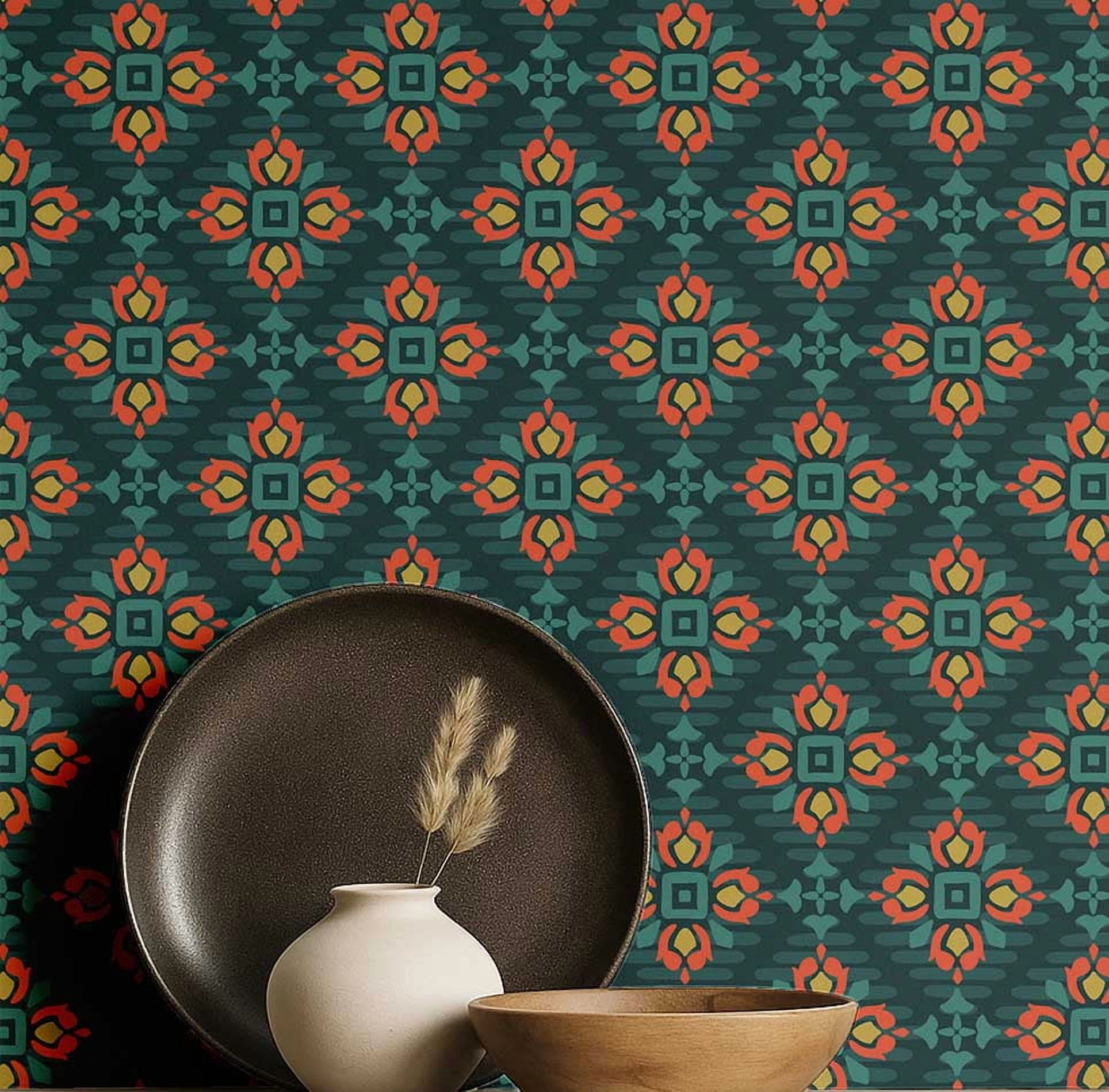 S4sassy Self Adhesive Wallpaper, Green Geometric Wallpaper, Bold ...