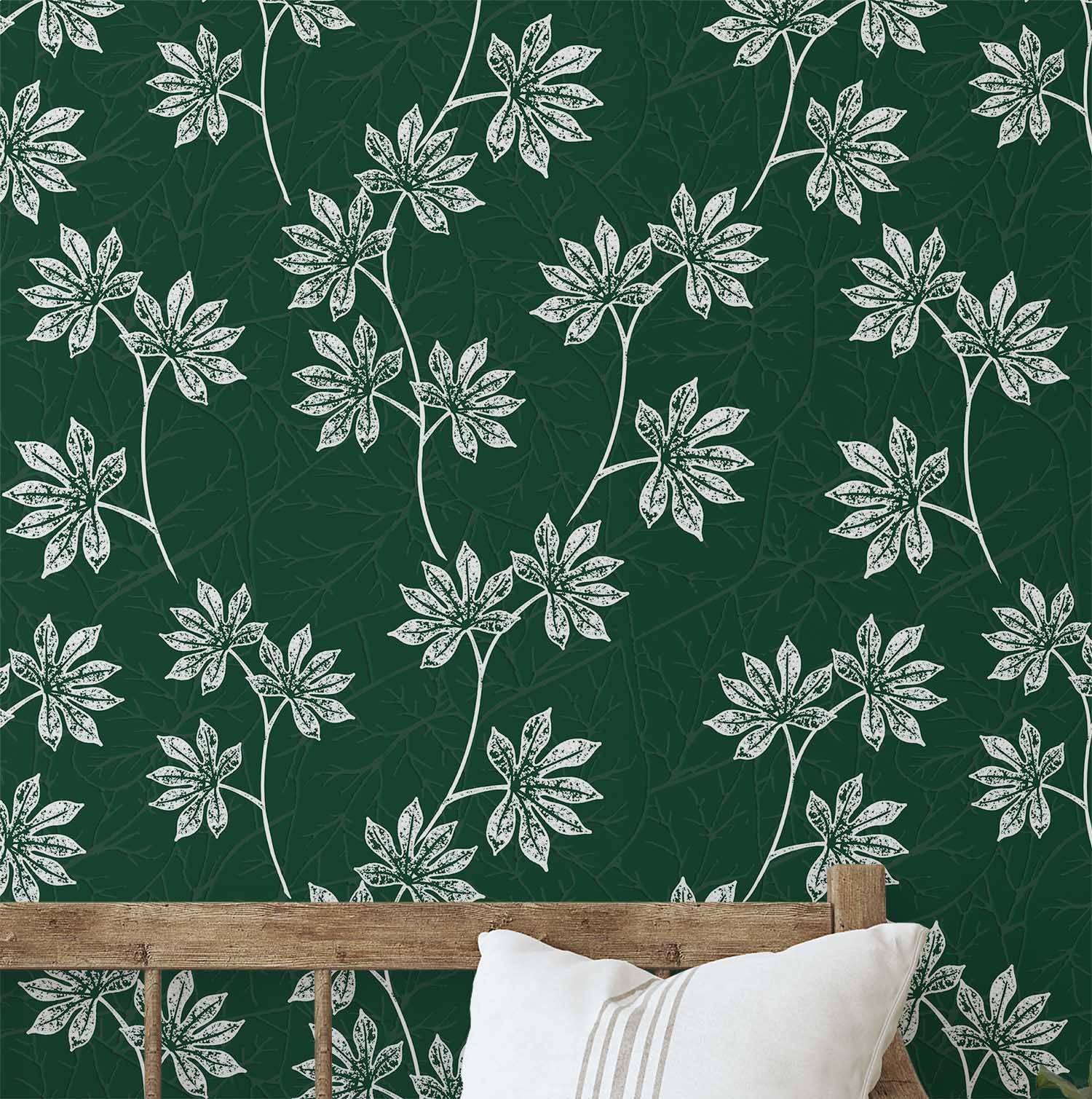 S4sassy Self Adhesive Wallpaper, Green Leaf Cluster Print Mural Wall ...