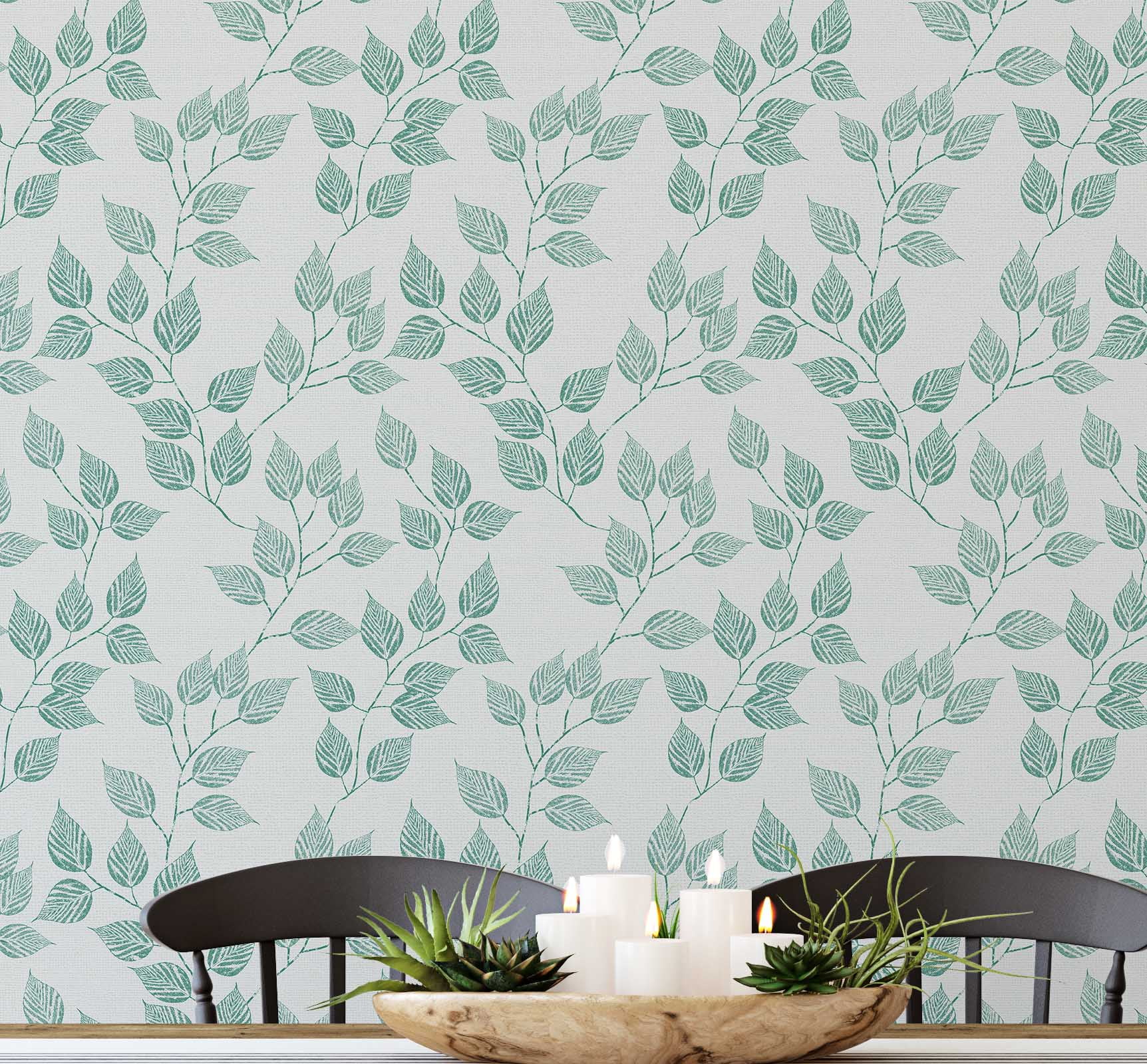 S4sassy Self Adhesive Wallpaper, Green Leafy Vine Print Mural Wall ...