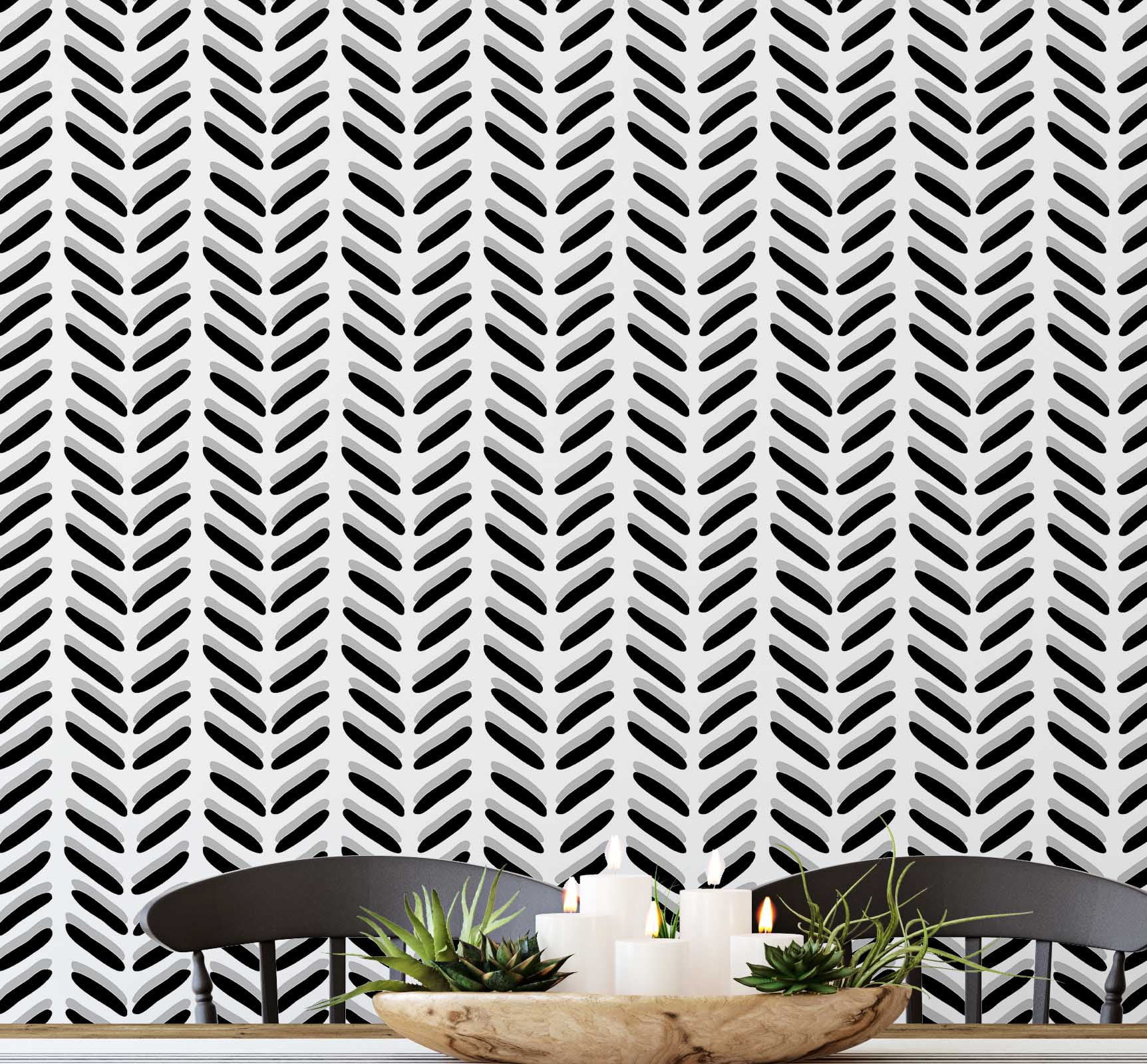 S4sassy Self Adhesive Wallpaper, Leaf Pattern Wallpaper, Black ...