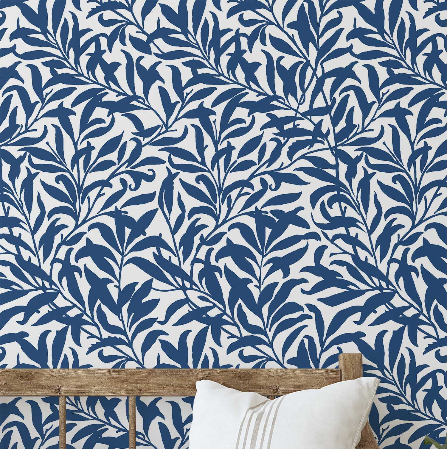 S4sassy Self Adhesive Wallpaper, Willow Leaf Wallpaper, Blue Removable ...