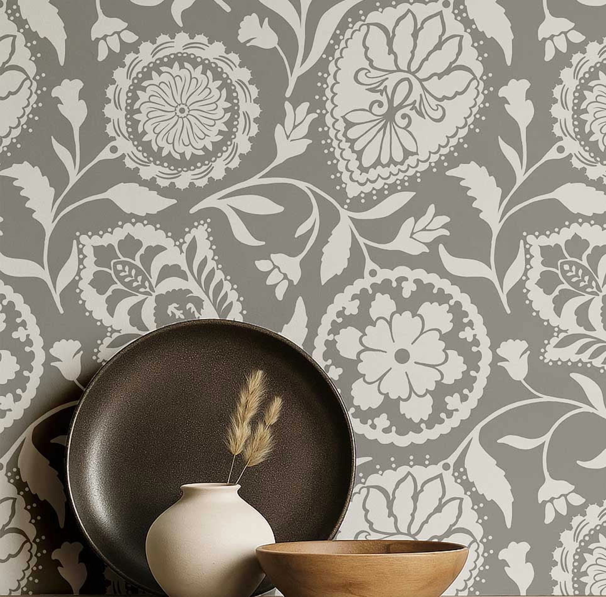 S4sassy Self-Stick Decorative Boho Wallpaper, Floral Paisley Print Wall ...