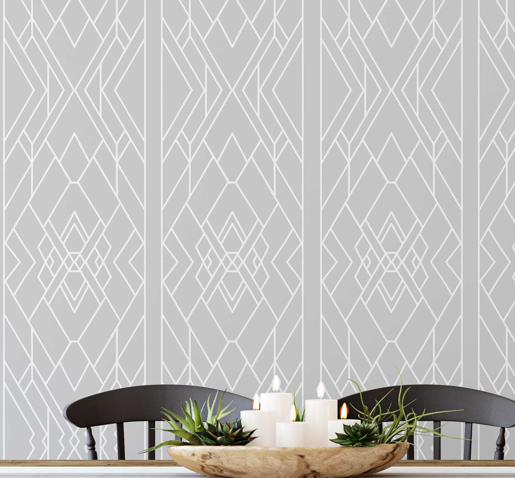 S4sassy Self-Stick Decorative Wallpaper, Art Deco Line Print Wall Paper ...