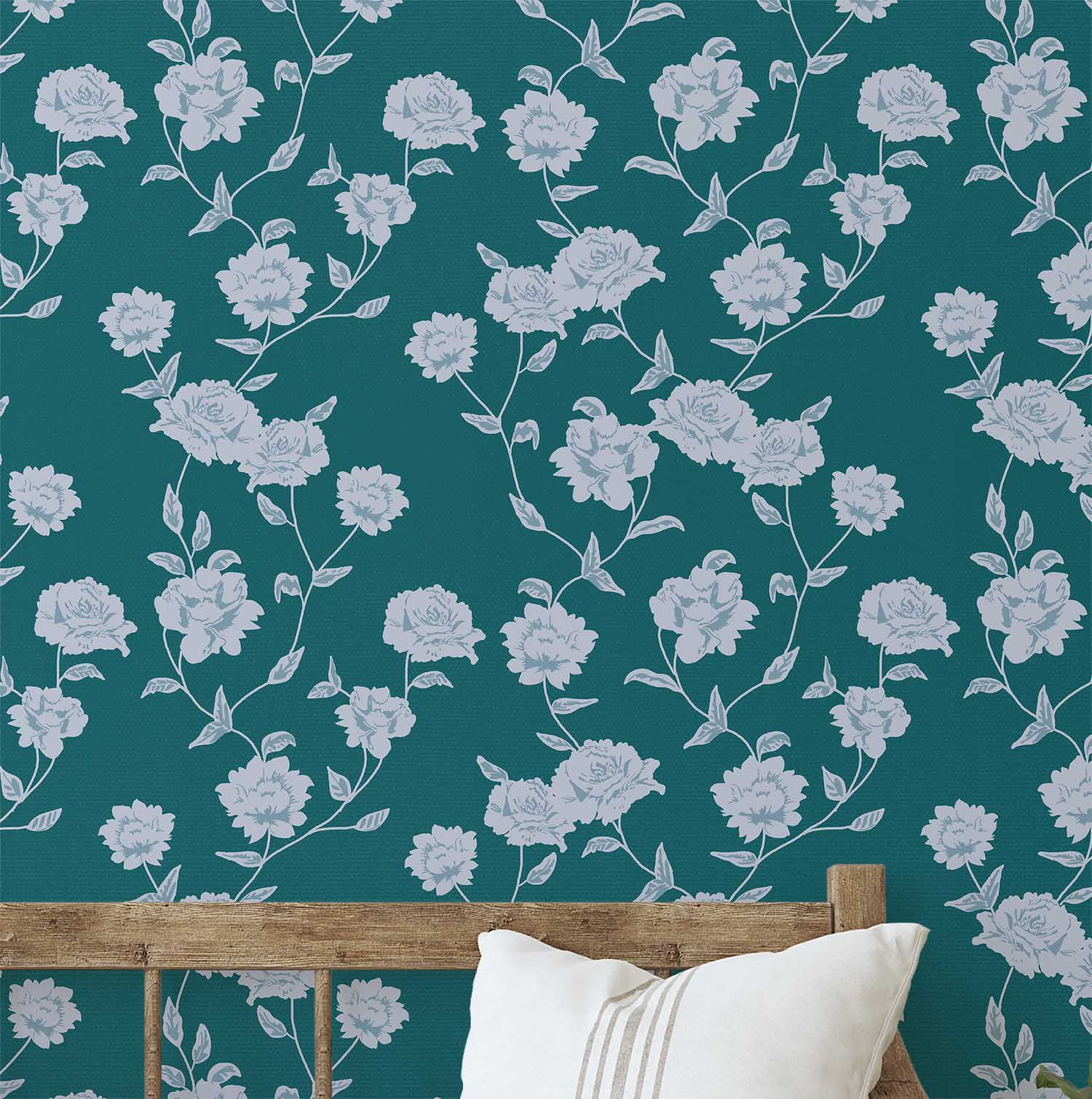S4sassy Self-Stick Decorative Wallpaper, Beige Rose Vine Print Wall ...