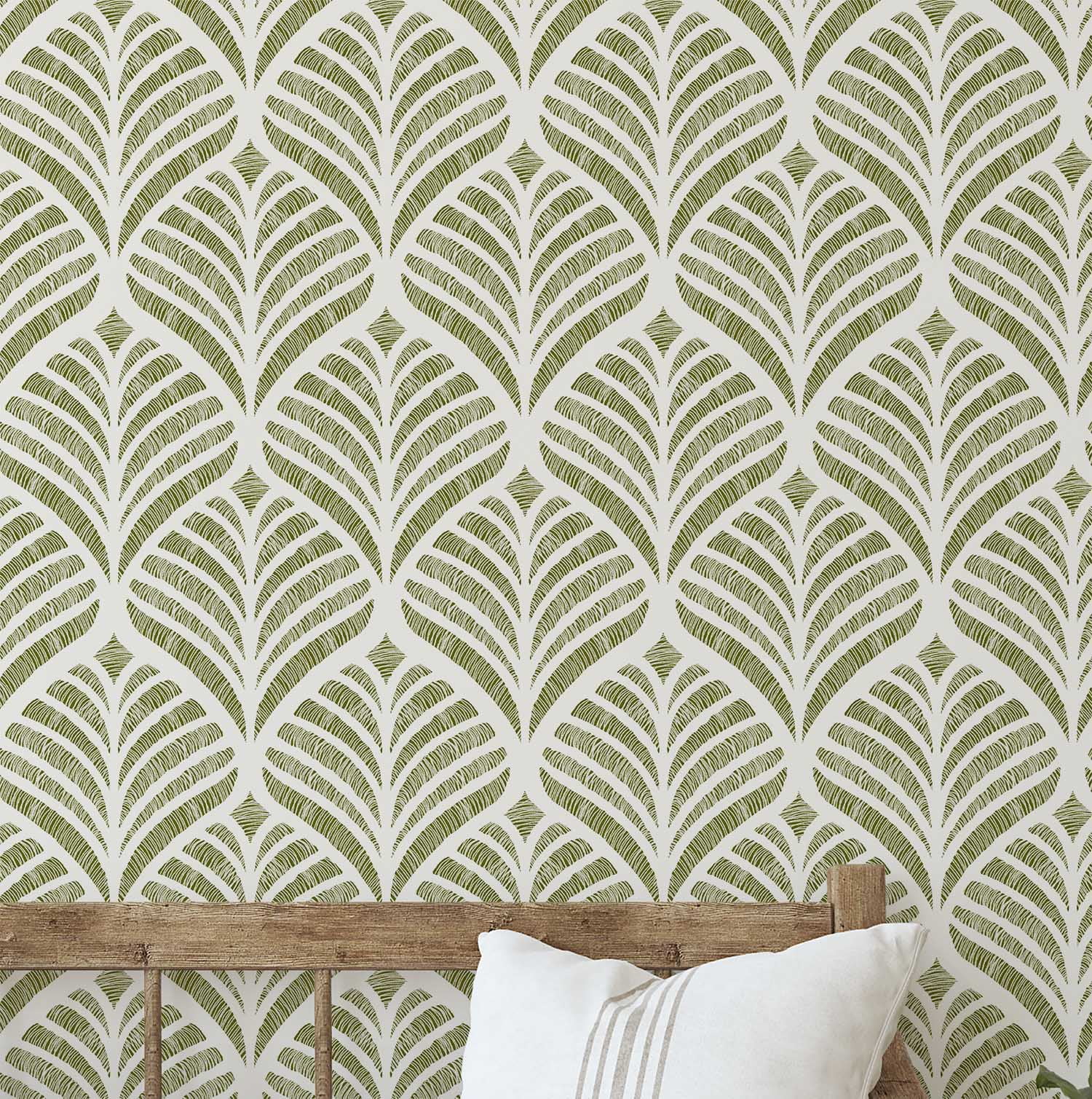 S4sassy Self-Stick Decorative Wallpaper, Leaf Fan Print Wall Paper ...