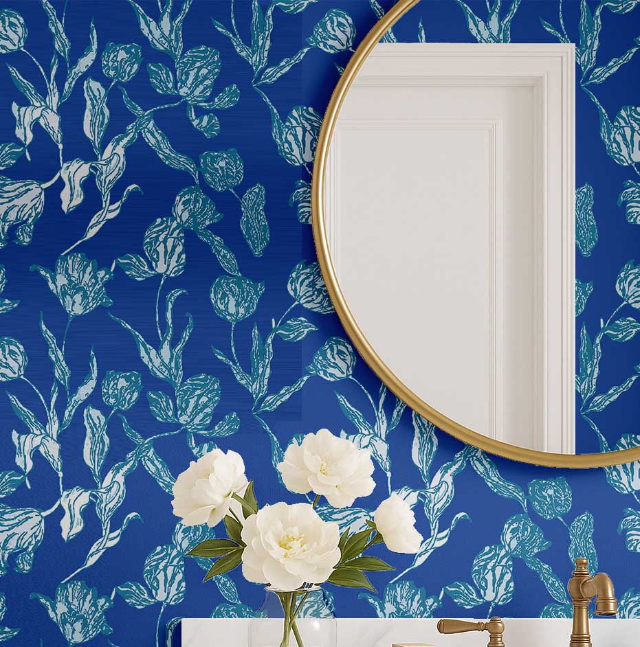 S4sassy Self-Stick Decorative Wallpaper, Tulip Sketch Print Wall Paper ...