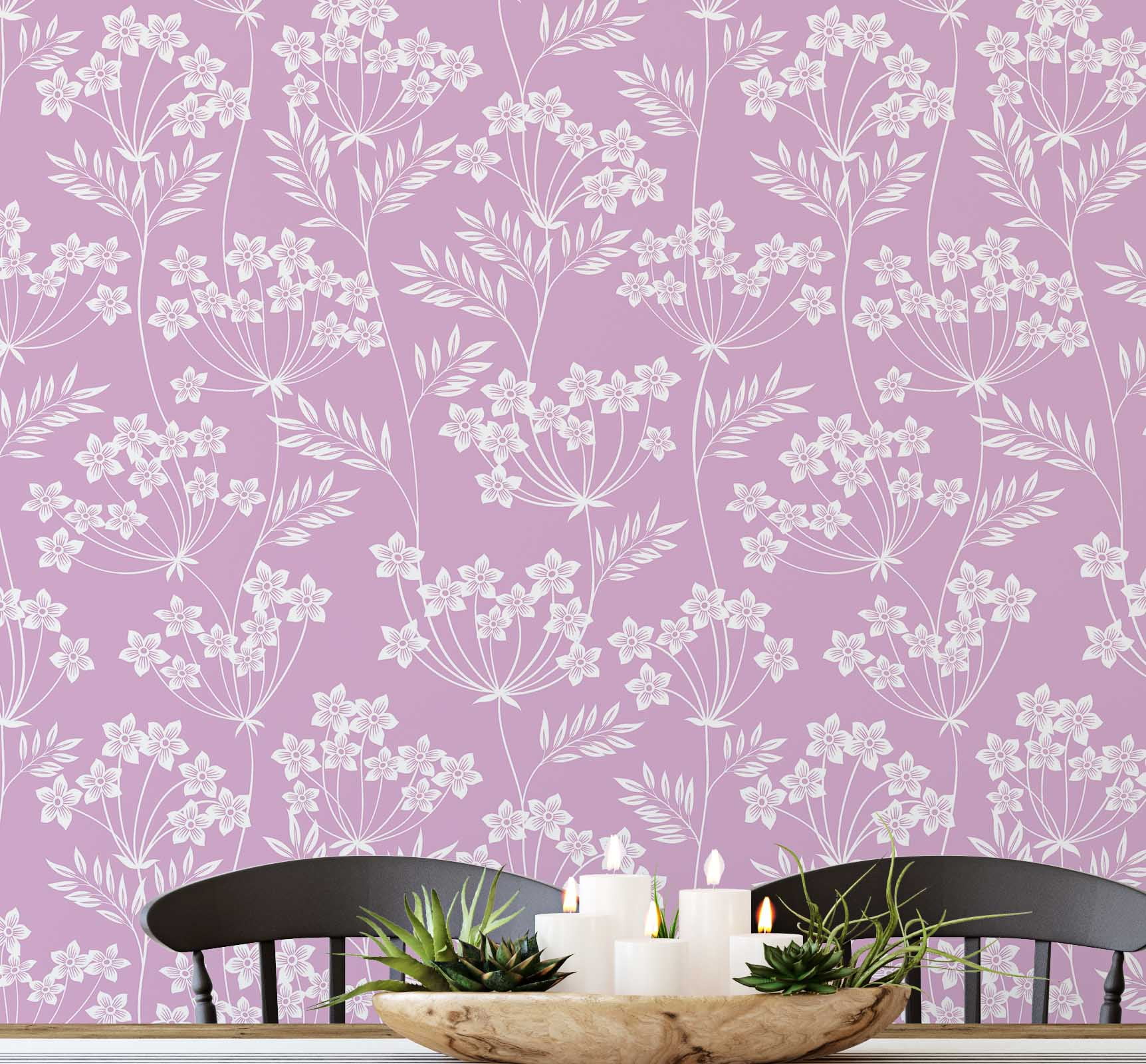 S4sassy Self-Stick Decorative Wallpaper, White Blossom Vine Print Wall ...