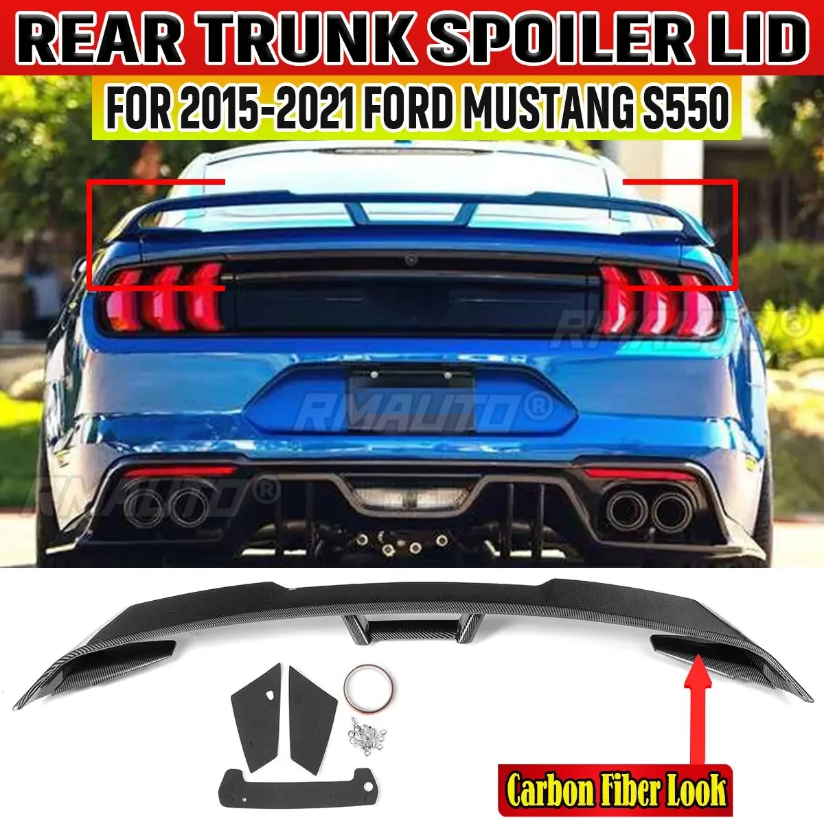 S550 Car Rear Spoiler Wing Extension For Ford Mustang S550 2015-2021 GT ...