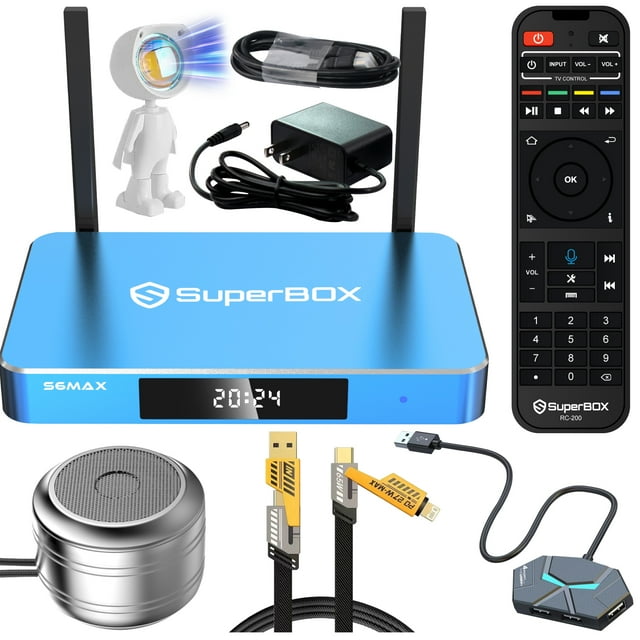 S6 MAX Super Box 2025 Newest Version,4G+64G,with 4 Gifts,with Voice Remote,6K HDMI,Quad-Core ...