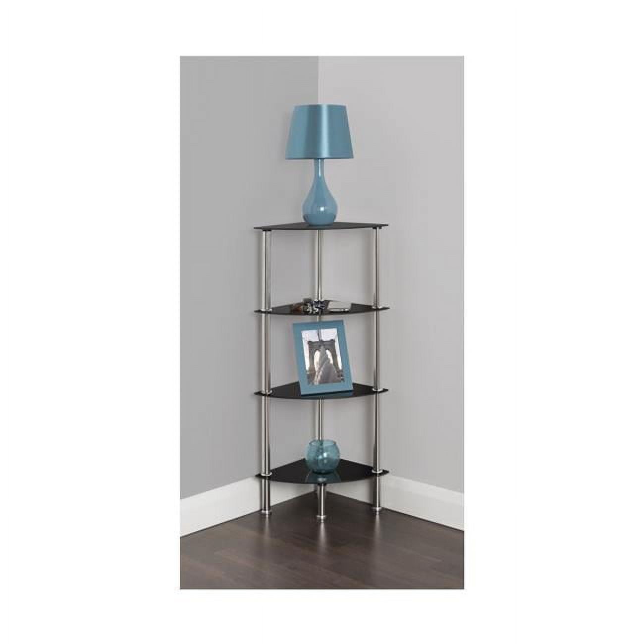 S64-A 4-Shelf Corner Unit, Black Glass and Chrome - Walmart.com