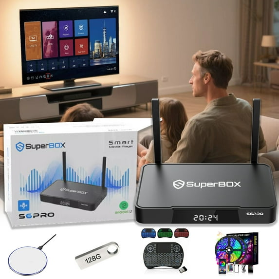 S6pro Superbox 2025 Fully Loaded 6K HD for TV, 4G+32GB Storage, Time Shift with Voice Remote ...