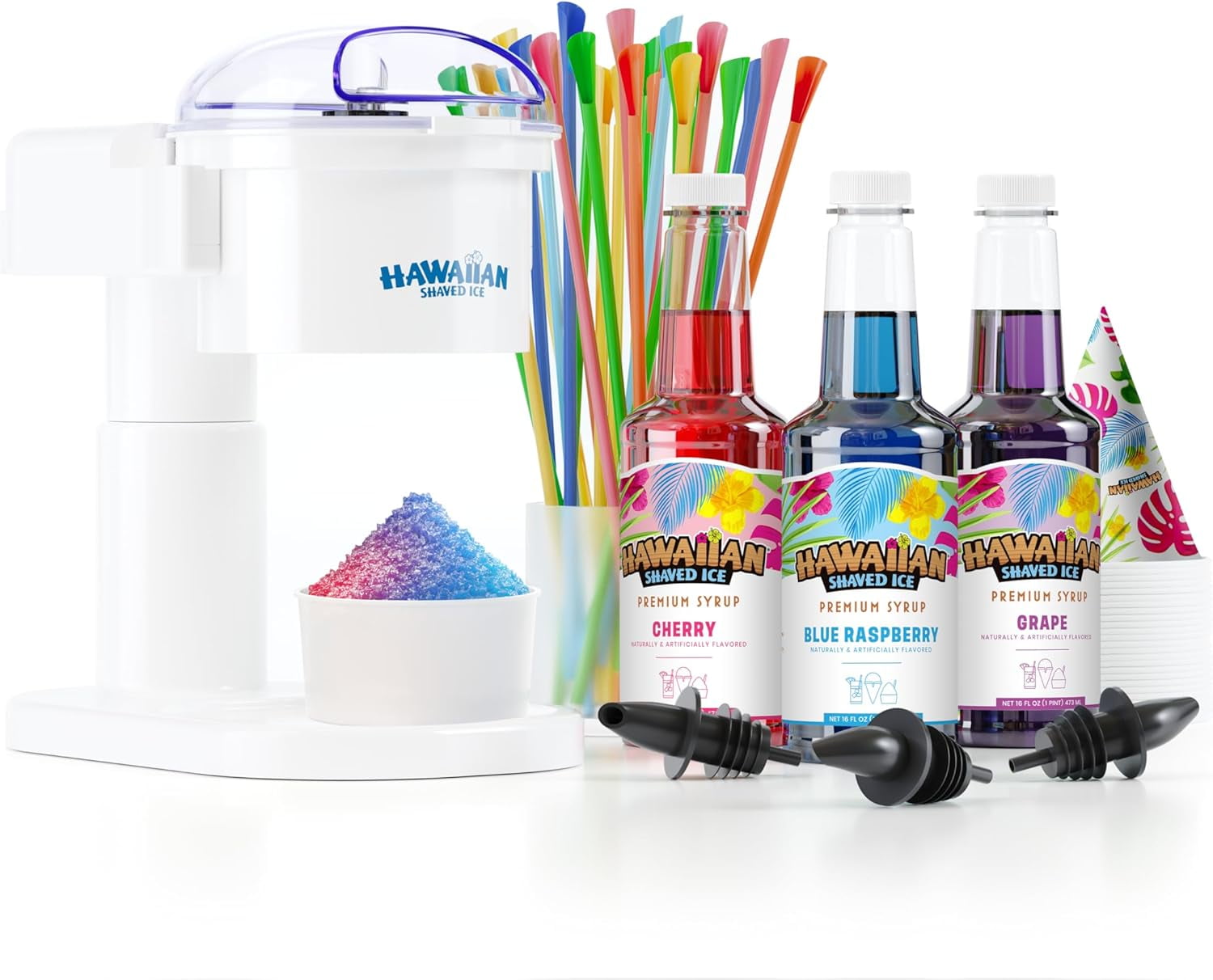 S700 Kid-Friendly Snow Cone Machine Kit with 3-16oz. Syrup Flavors ...