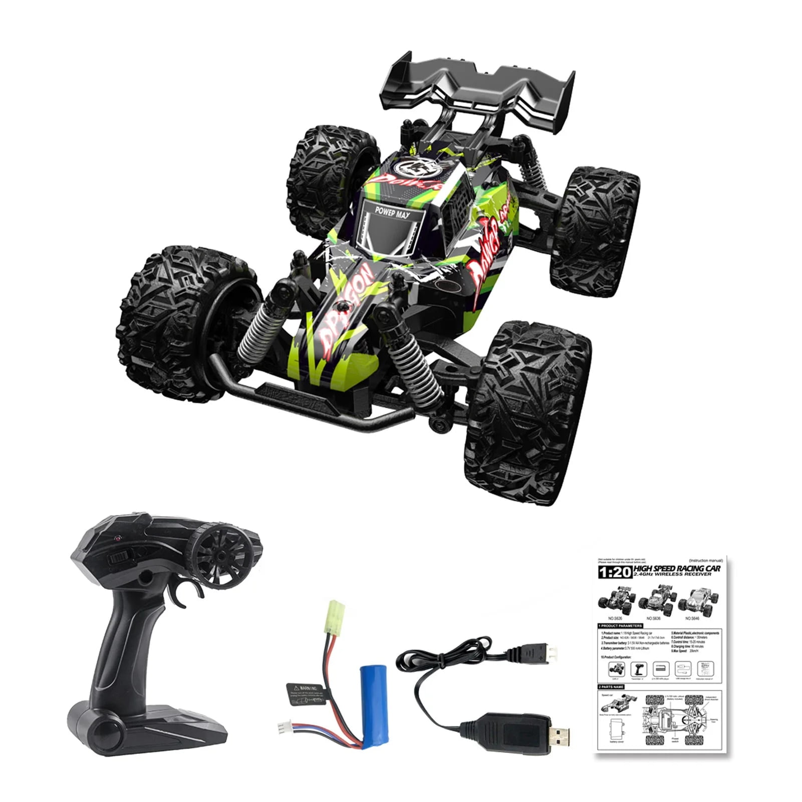 S757 Remote Control Car 1:20 Scale 2.4GHz Remote Control Racing Car 4 ...