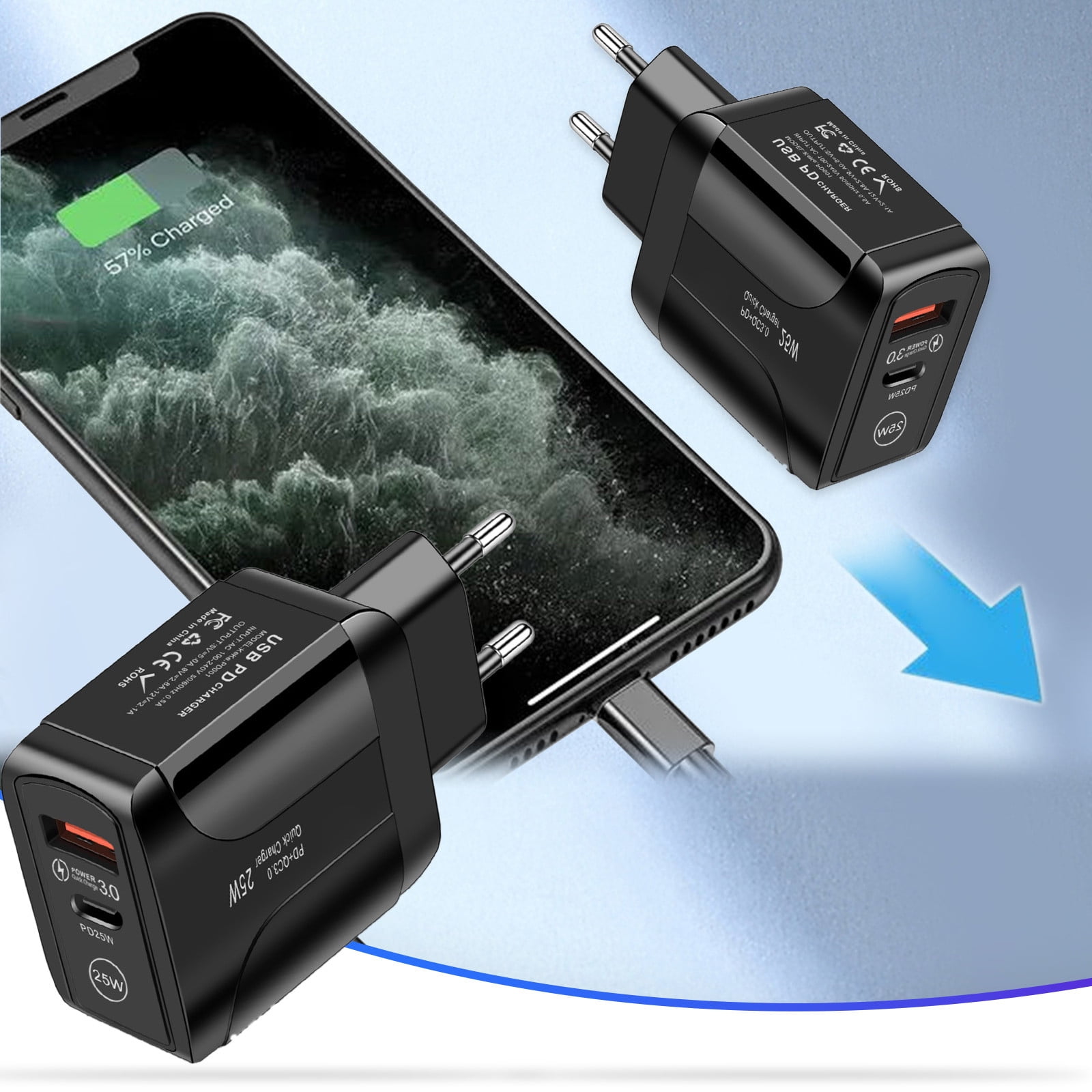 S9 Charging Cord 25W PD Fast Charging Mobile Phone Charger 5A Fast ...