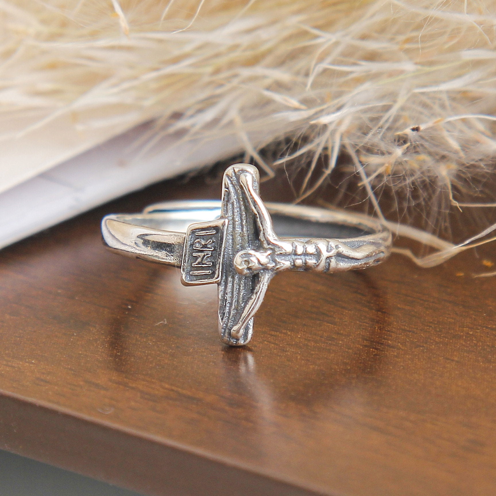 S925 Jesus Cross Ring - Sterling Silver, Unique Religious Jewelry with ...