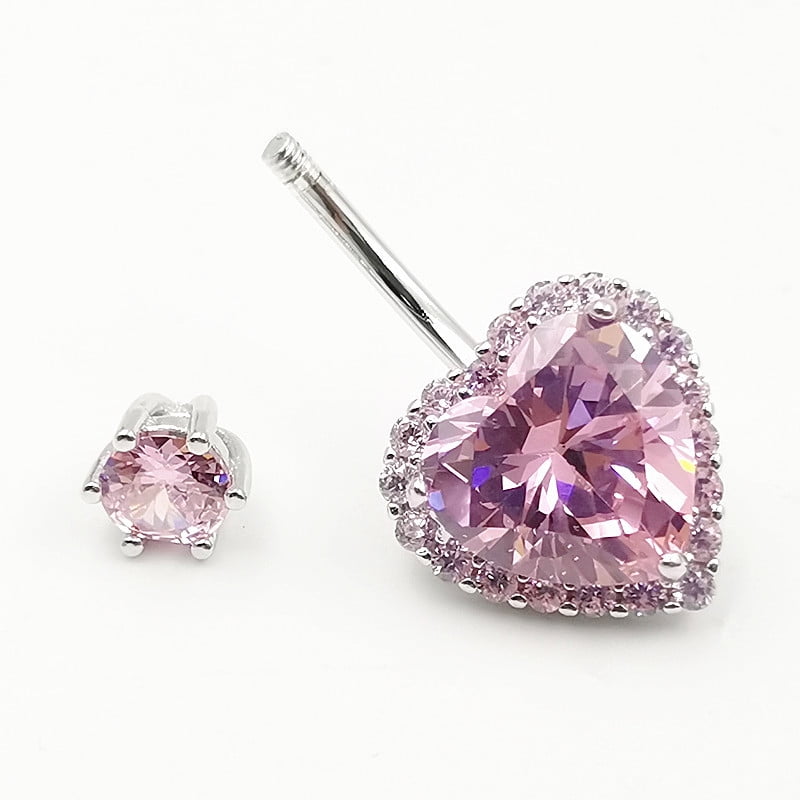 S925 Silver Belly Button Rings Piercing Navel Heart Style Navel ...