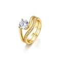 S925 Sterling Silver 1.2ct Round Moissanite Engagement Ring Set - 18K ...