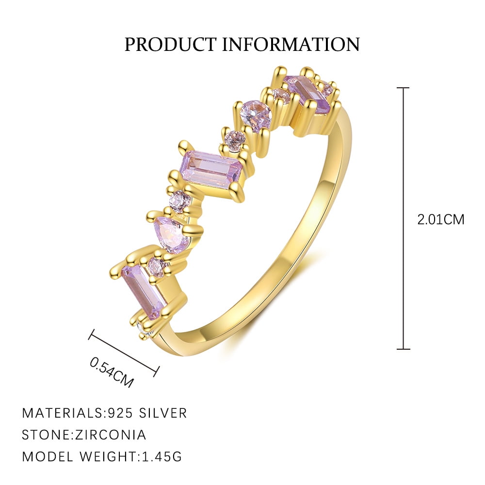 S925 Sterling Silver 12 Birthstone Rings for Women, Luxe Colorful Zircon Adjustable Stackable ...