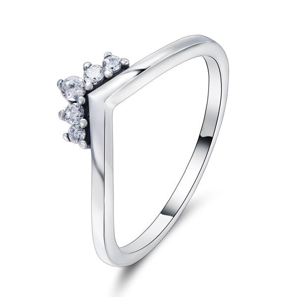 S925 Sterling Silver European And American Crown Stacking Wind Ring Female Cross-border Simple ...