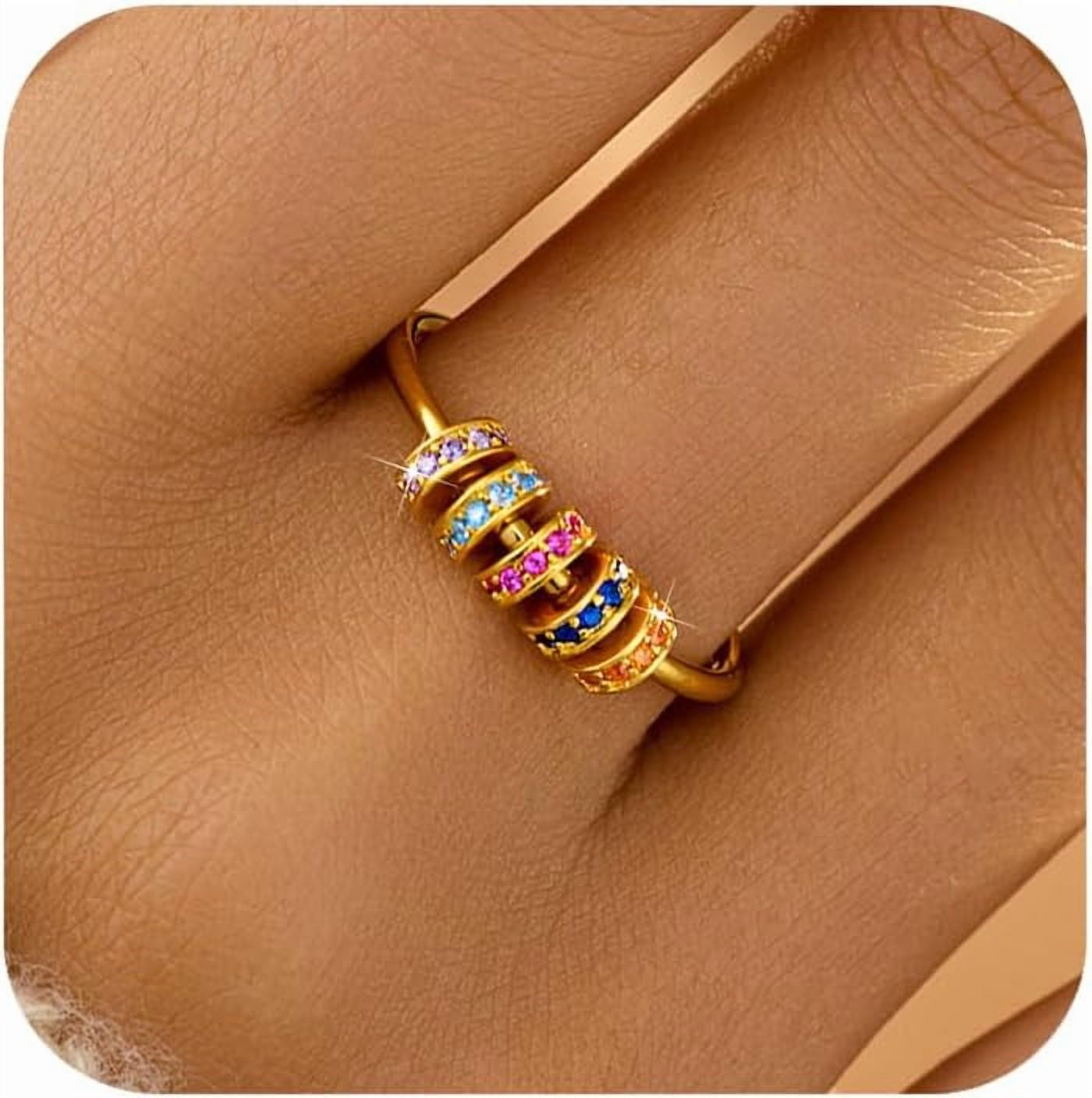 S925 Sterling Silver Fidget Anti Anxiety Rings With Cubic Zirconia ...