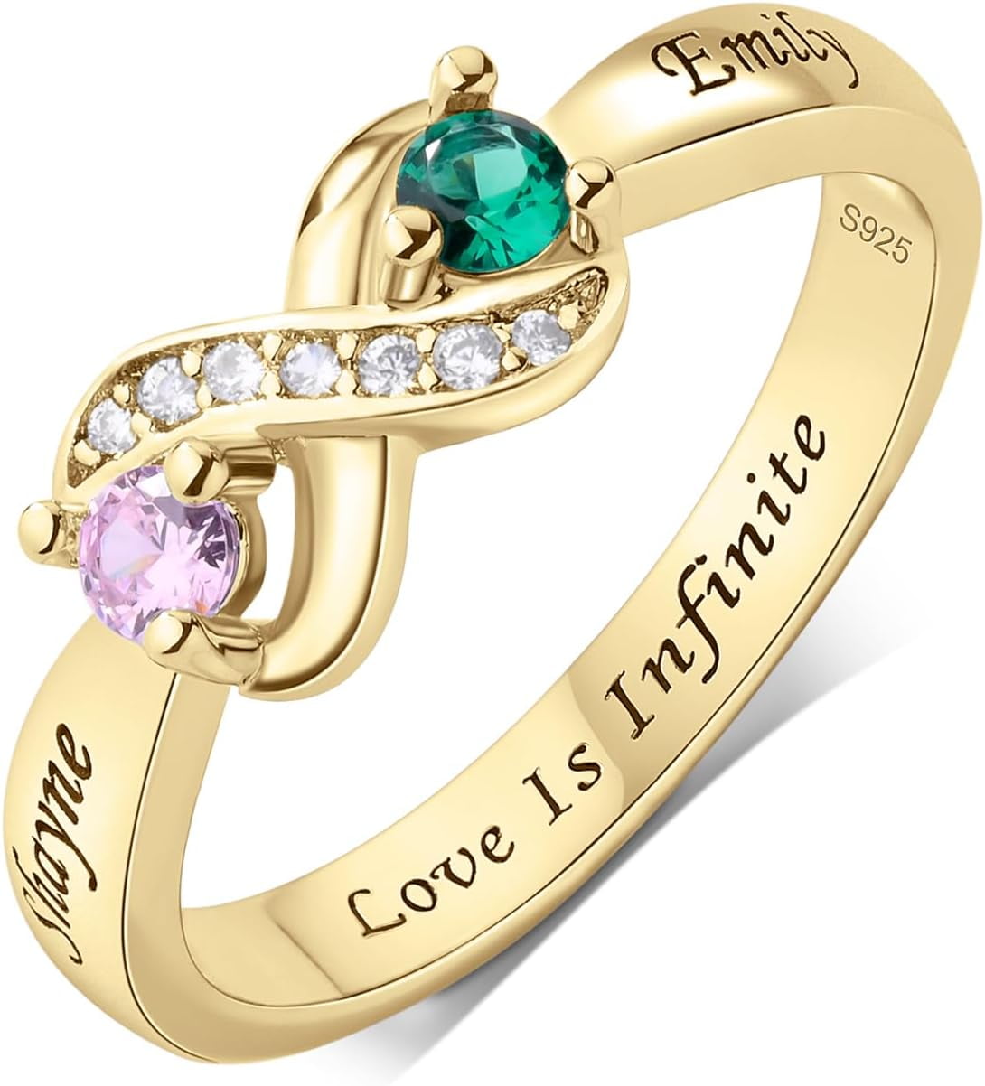 S925 Sterling Silver Infinity Promise Ring for Her Personalized Couples ...