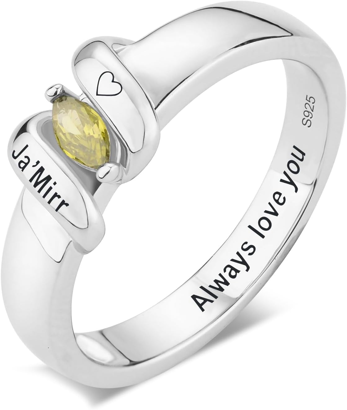 S925 Sterling Silver Personalized Mom Ring with 1-6 Birthstones & Names Customized Family Ring ...