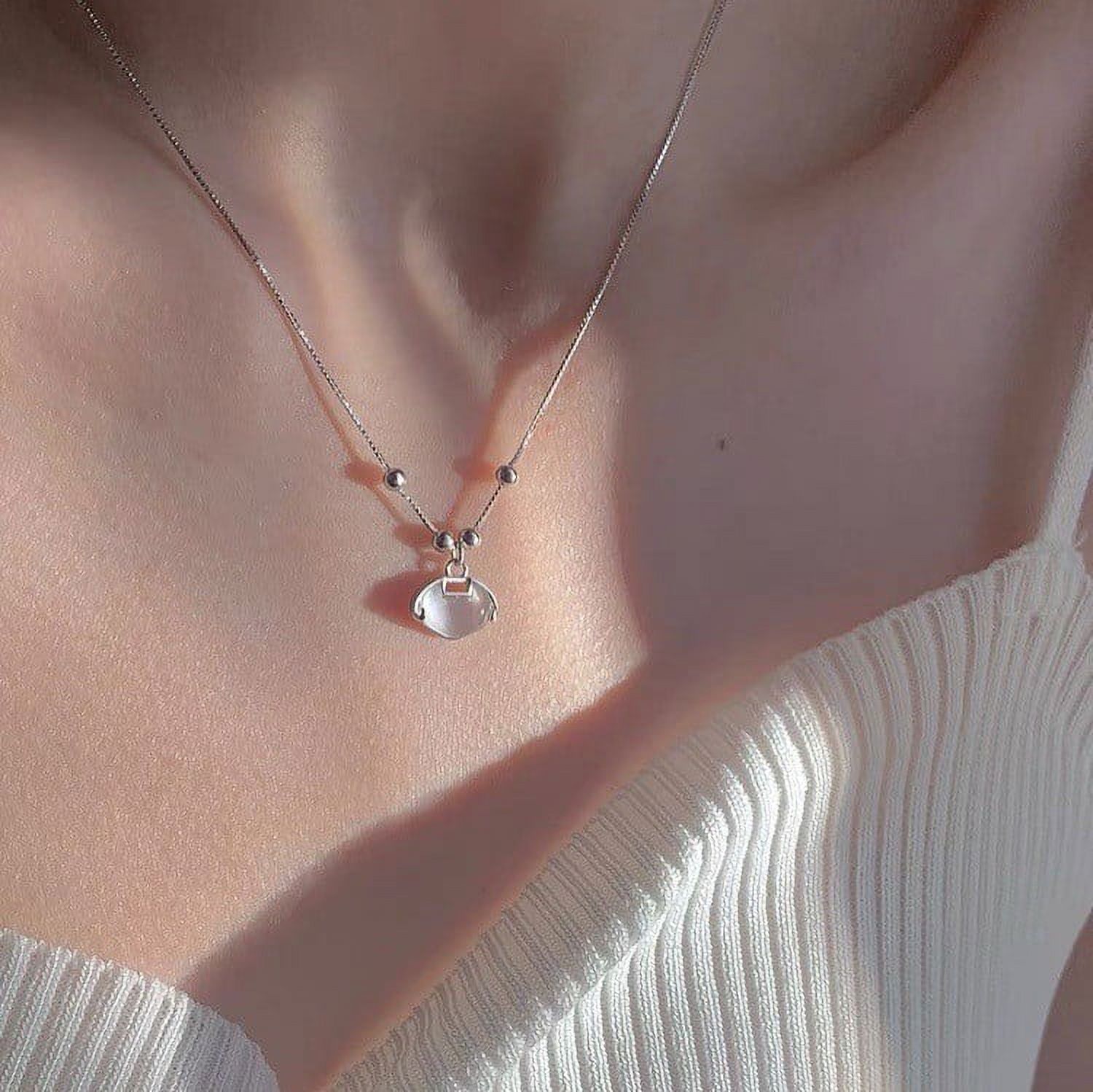 S925 Sterling Silver Ruyi Safety Lock Pendant Necklace Long Life Lock ...