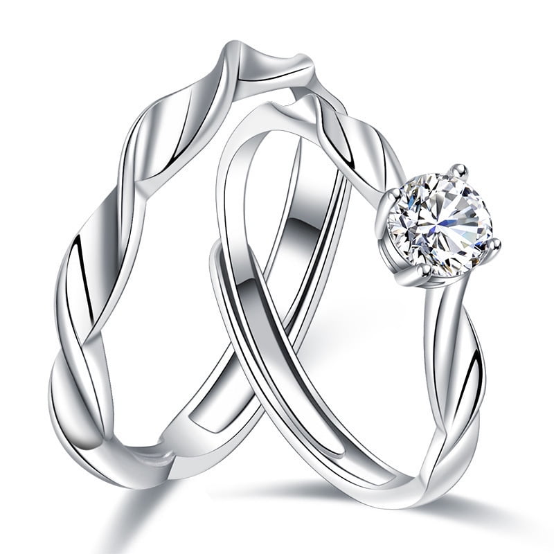 S925 Sterling Silver Shining Galaxy Couple Ring Light Luxury Niche Ins ...