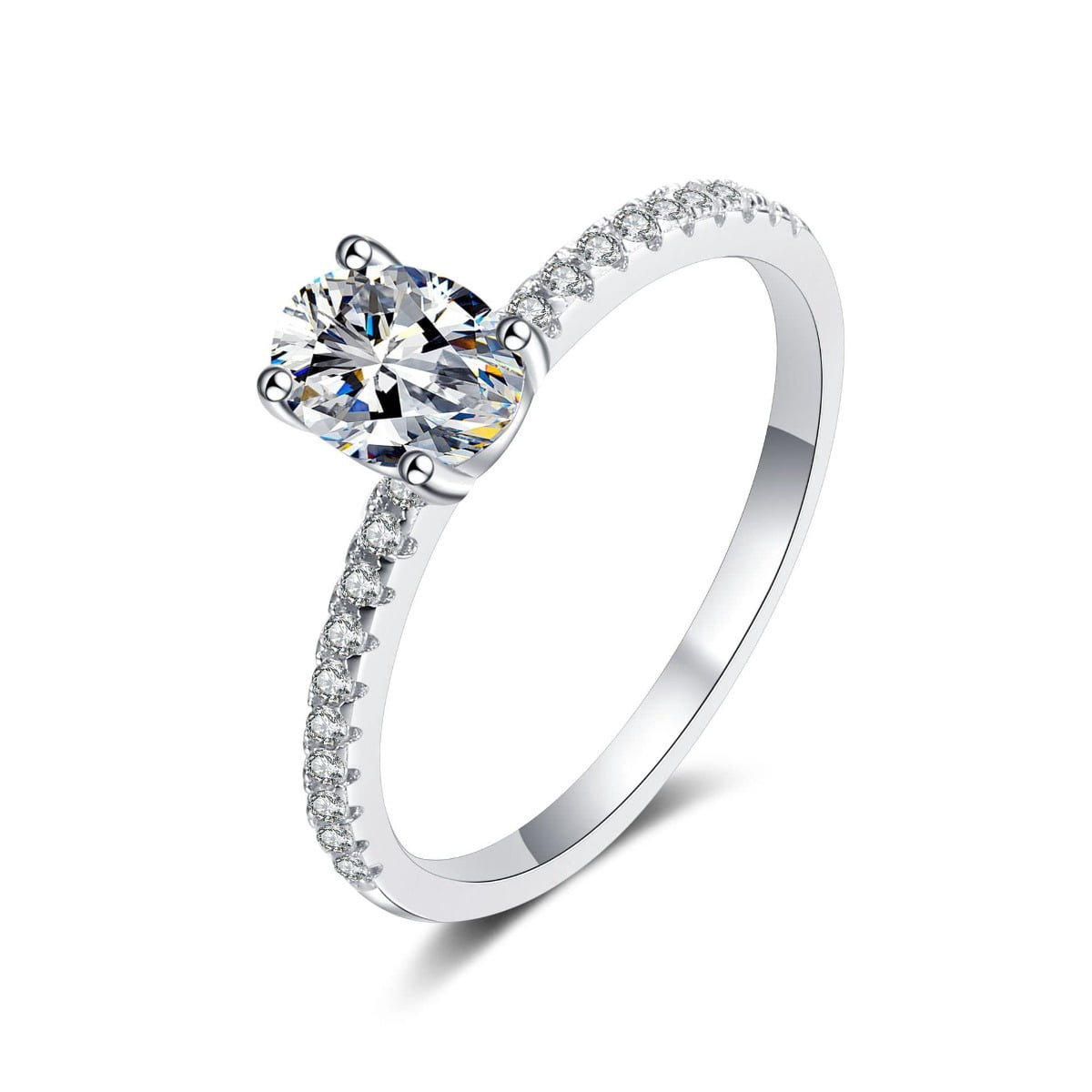 S925 Sterling Silver Unique 1 to 2 Carats Dove Egg Natural Diamonds ...